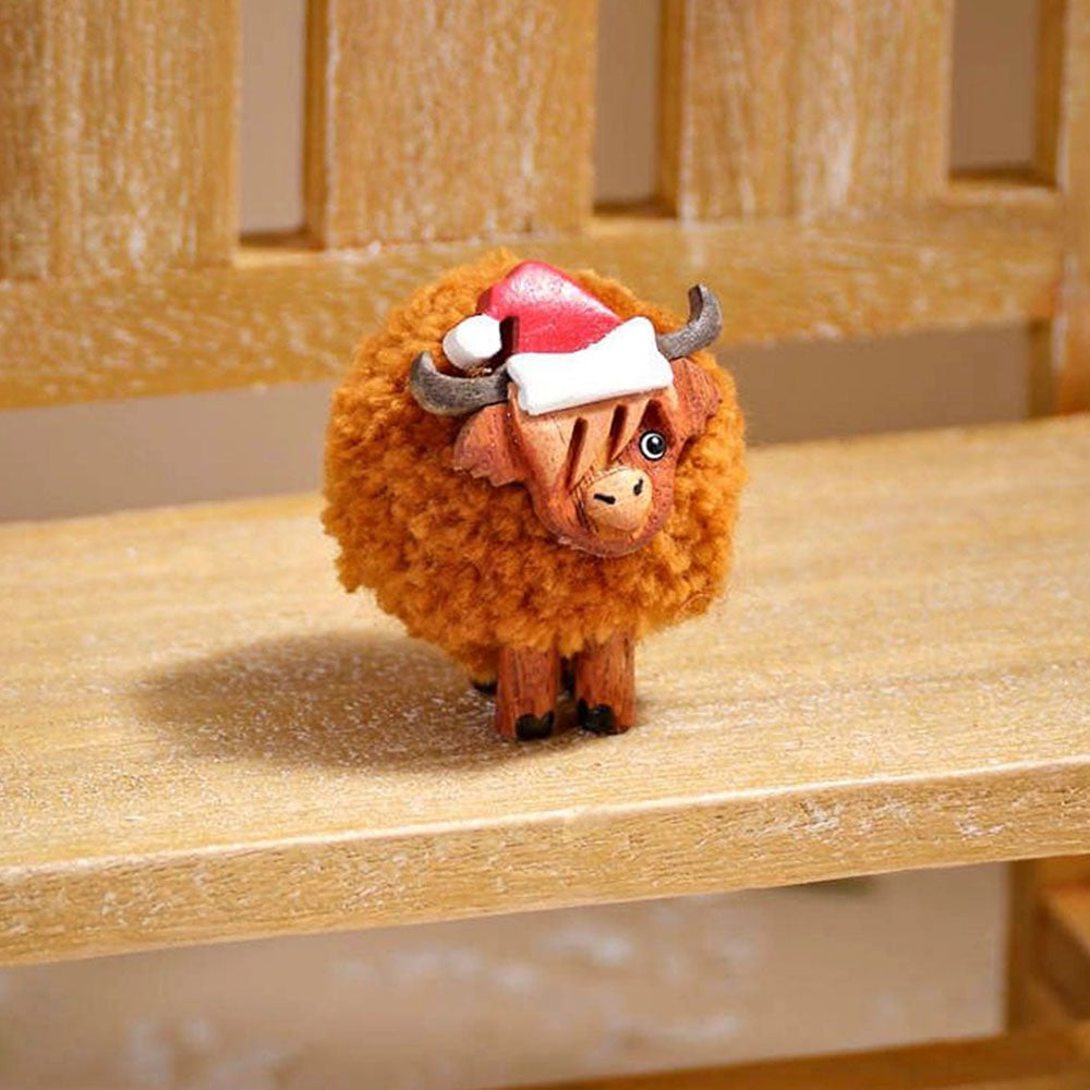 Mini Santa Highland Cow Pom Pom Decoration – Maia Gifts